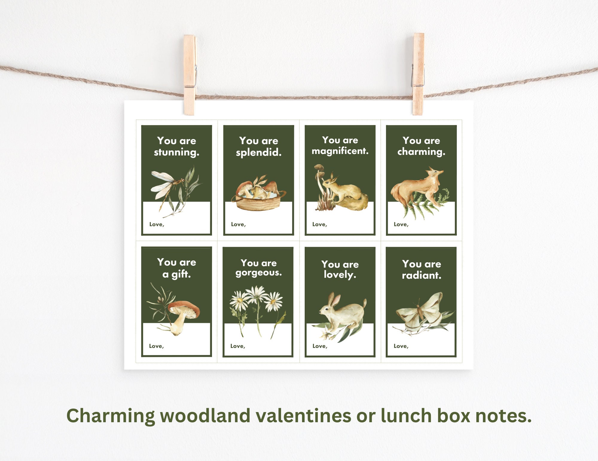 Woodland Animal Valentine Day Cards, Nature Valentines Day Cards ...