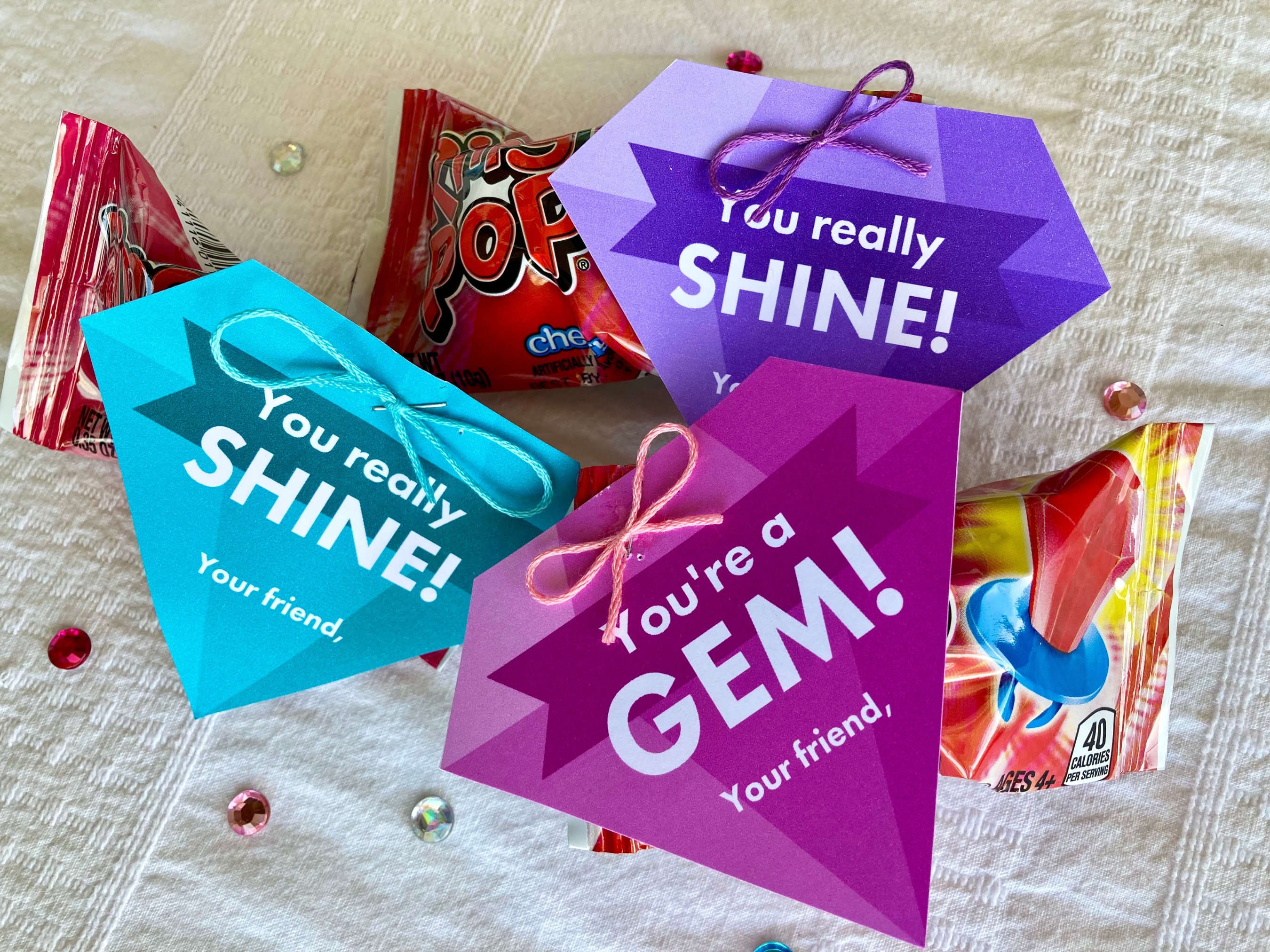 Gem Printable Valentines Day Cards Gemstone Ring Candy - Etsy