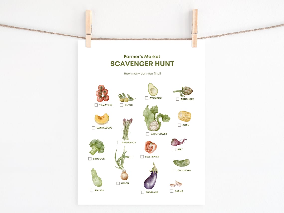 Printable Farmer's Market Scavenger Hunt for Toddler and Preschool ...