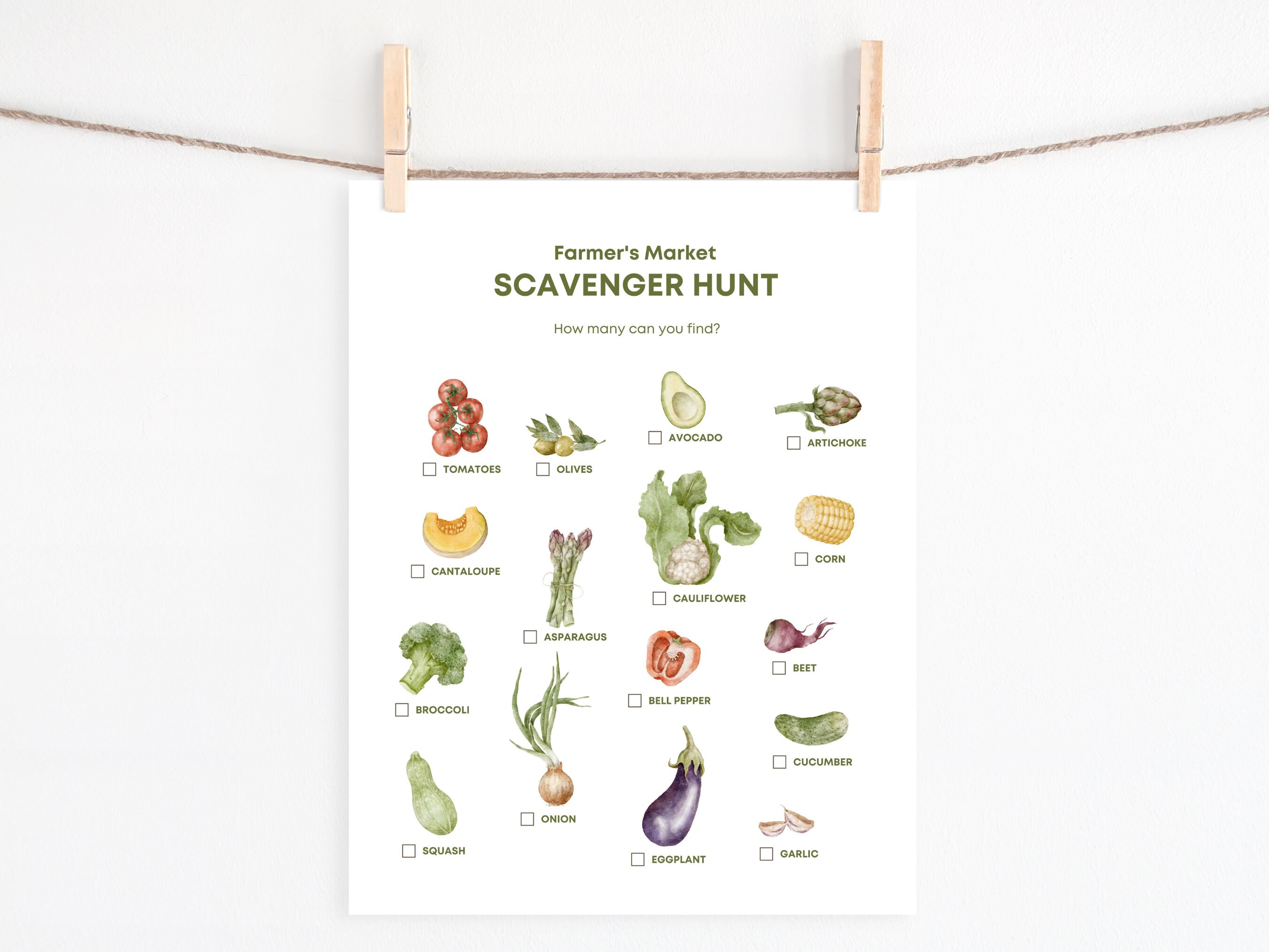 Printable Farmer's Market Scavenger Hunt for Toddler and Preschool ...