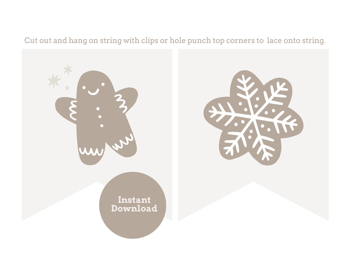 DIGITAL PRINTABLE Gingerbread Garland Gingerbread Banner Bunting Decor ...