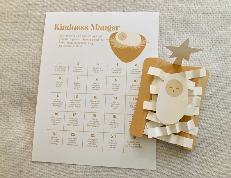 Kindness Manger Advent Calendar: Nativity Craft for Kids (digital ...