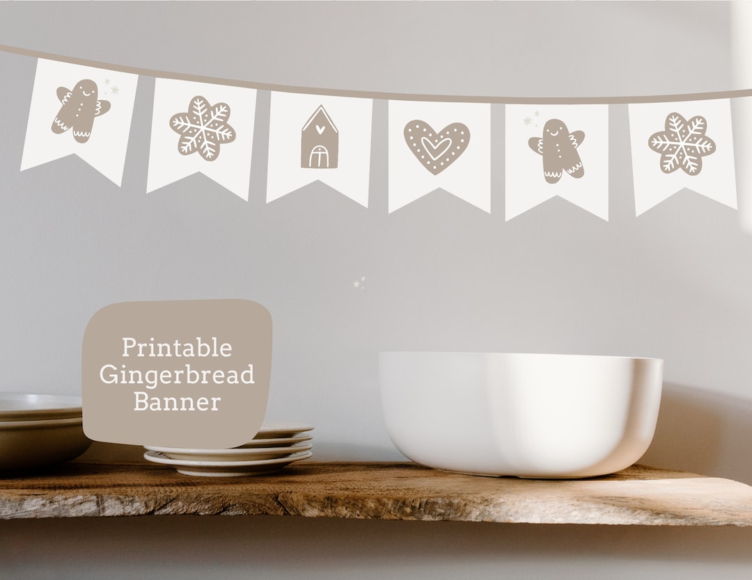 DIGITAL PRINTABLE Gingerbread Garland Gingerbread Banner Bunting Decor ...