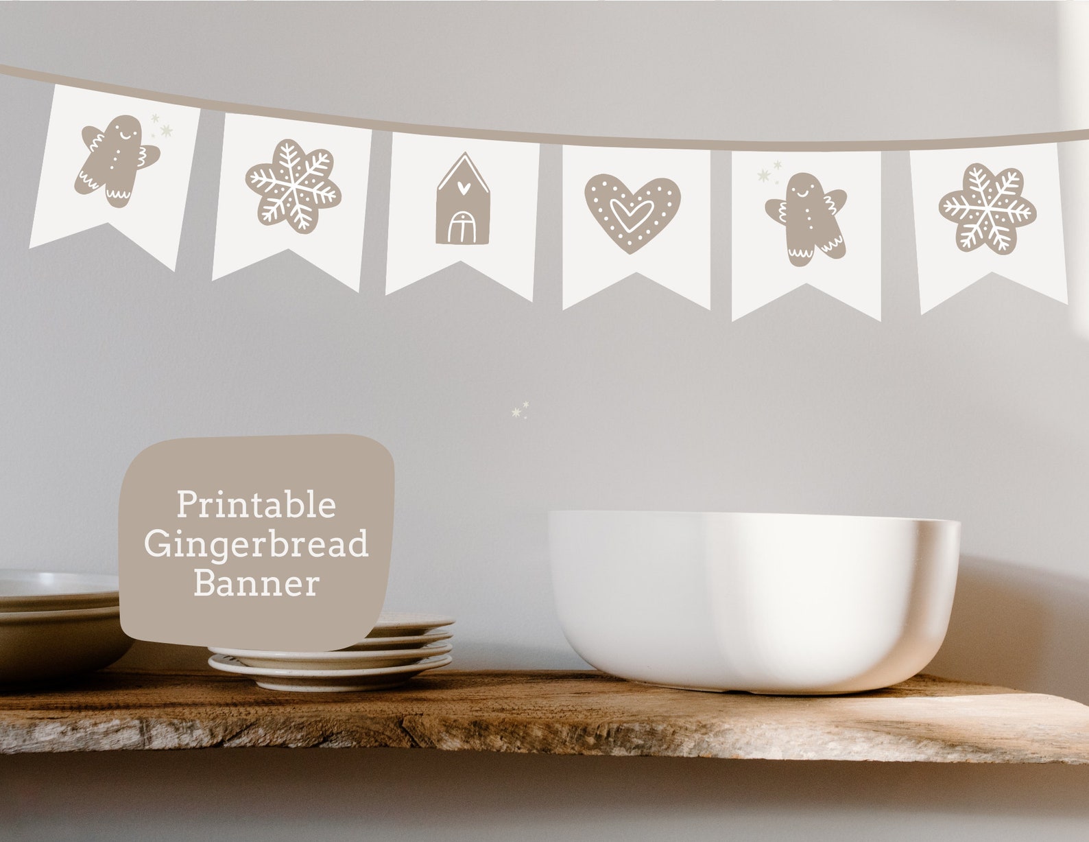 DIGITAL PRINTABLE Gingerbread Garland Gingerbread Banner Bunting Decor ...