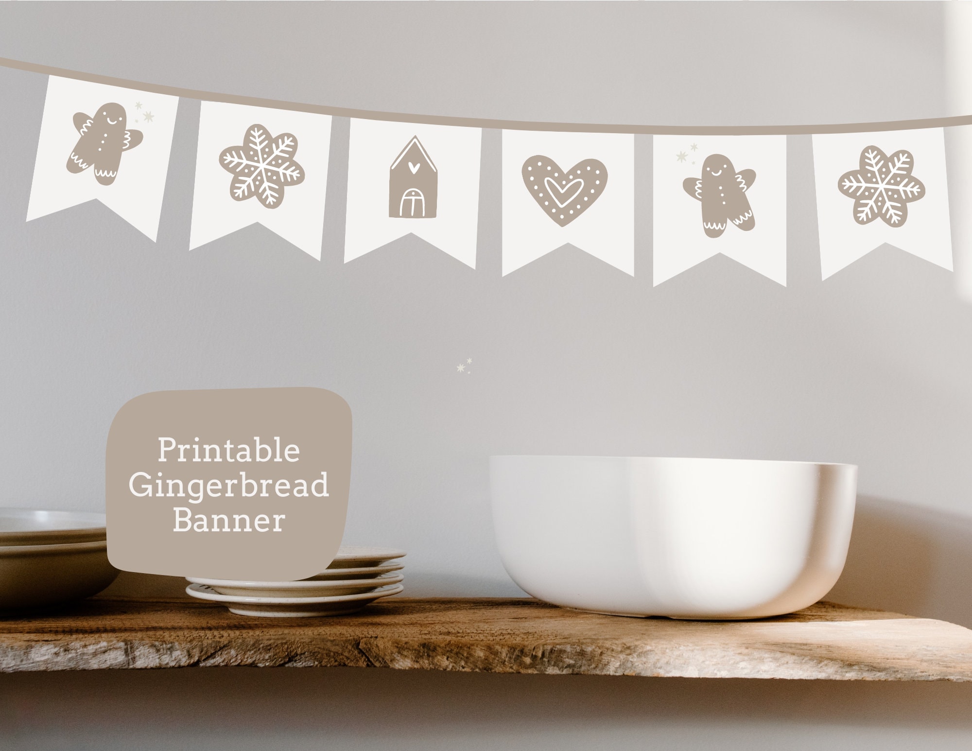DIGITAL PRINTABLE Gingerbread Garland Gingerbread Banner Bunting Decor ...