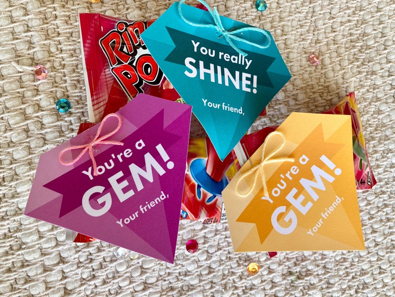 Gem Printable Valentines Day Cards Gemstone Ring Candy - Etsy
