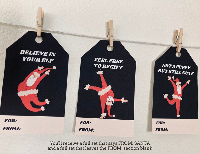 Funny Secret Santa Gift Tags: Set of 24 Christmas Designs (digital ...