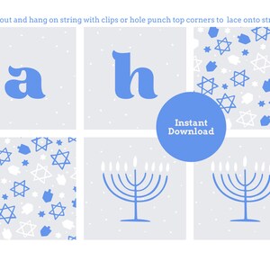 DIGITAL PRINTABLE Happy Hanukkah Banner Garland Bunting Blue and White ...