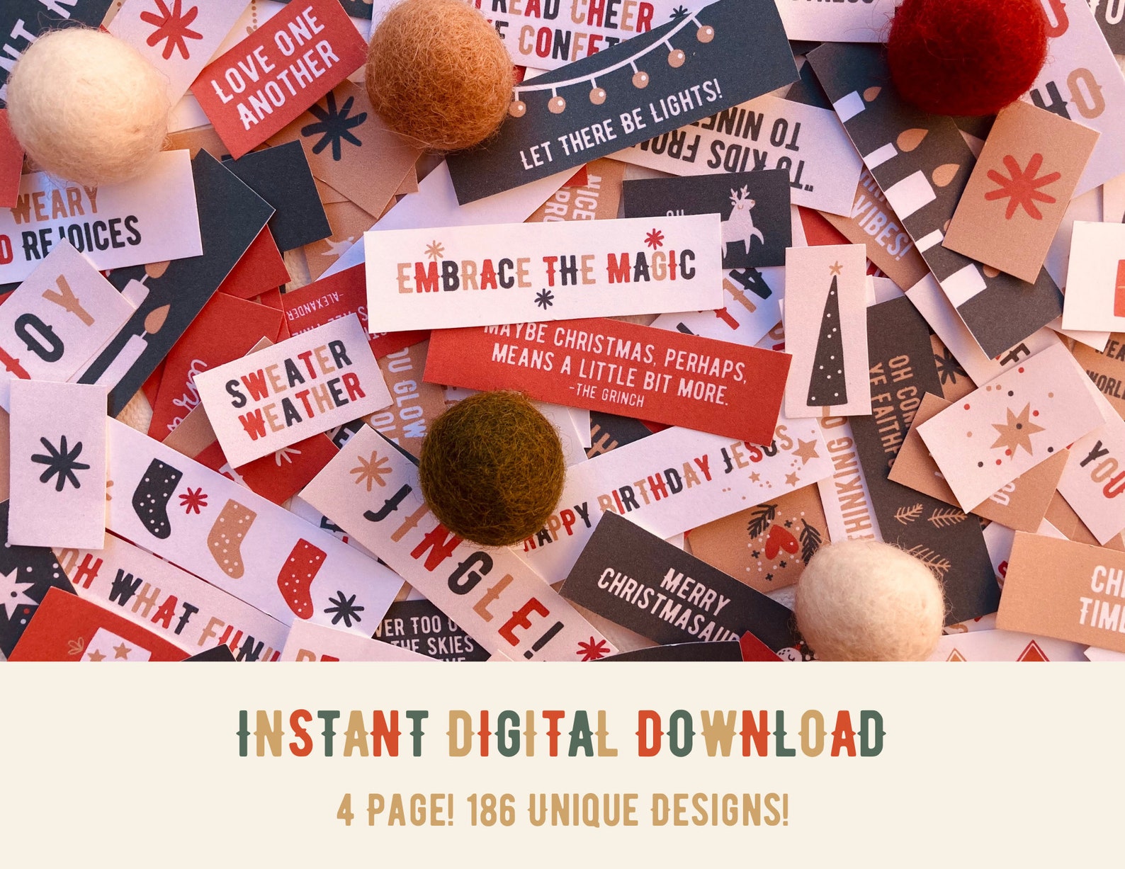 PRINTABLE Mini Christmas Notes, Printable Christmas Cracker Fillers ...