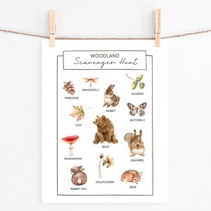 Printable Woodland Forest Animal Scavenger Hunt for Toddler and ...