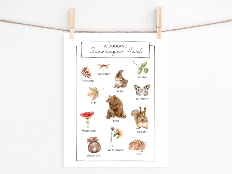 Woodland Animal Scavenger Hunt: Montessori Nature Activity (digital ...