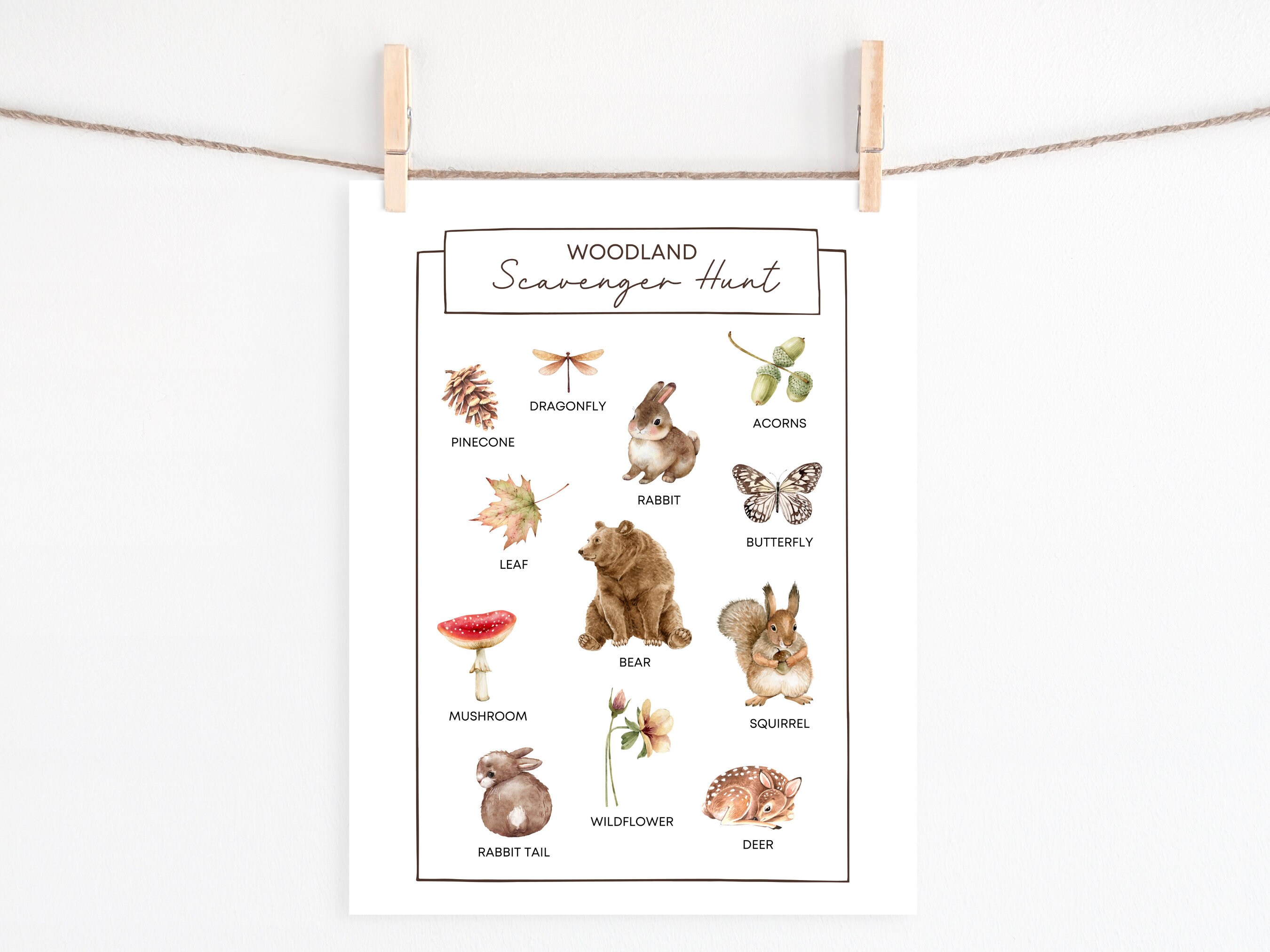 Printable Woodland Forest Animal Scavenger Hunt for Toddler and ...