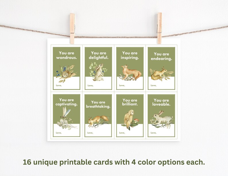 Woodland Animal Valentine Day Cards, Nature Valentines Day Cards ...