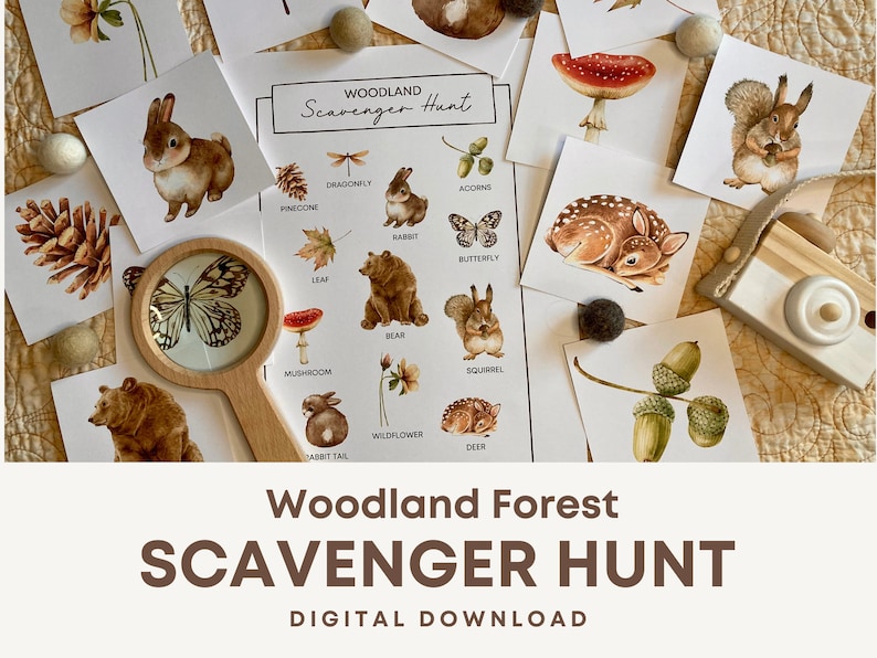 Printable Woodland Forest Animal Scavenger Hunt for Toddler and ...