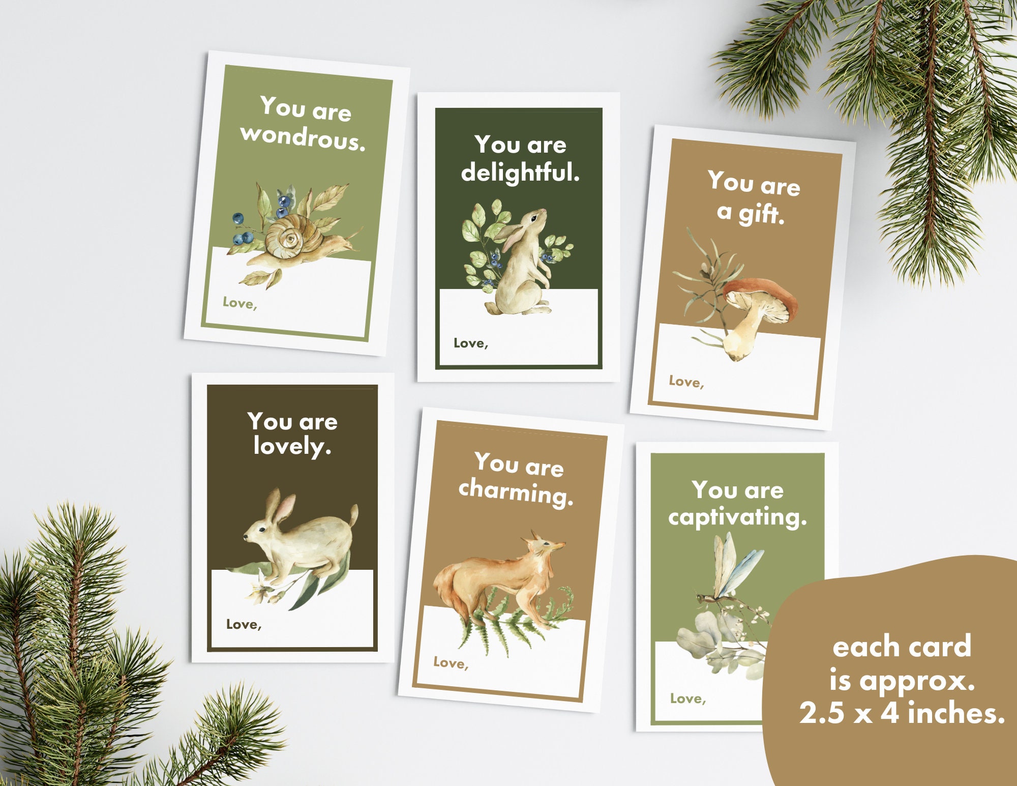 Woodland Animal Valentine Day Cards, Nature Valentines Day Cards ...