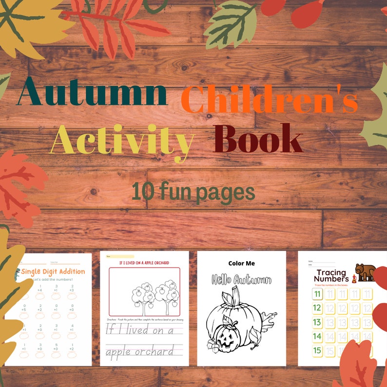 10 Page Autumn Printable Bundle for Pre K/ Tk/kindergarten PDF With a ...