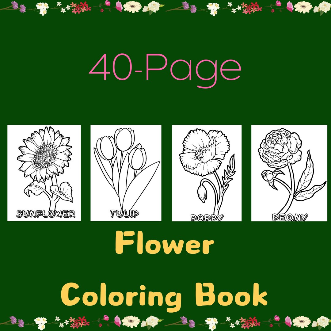 Flower Coloring Book for Kids//flower Coloring Pages for Adults ...