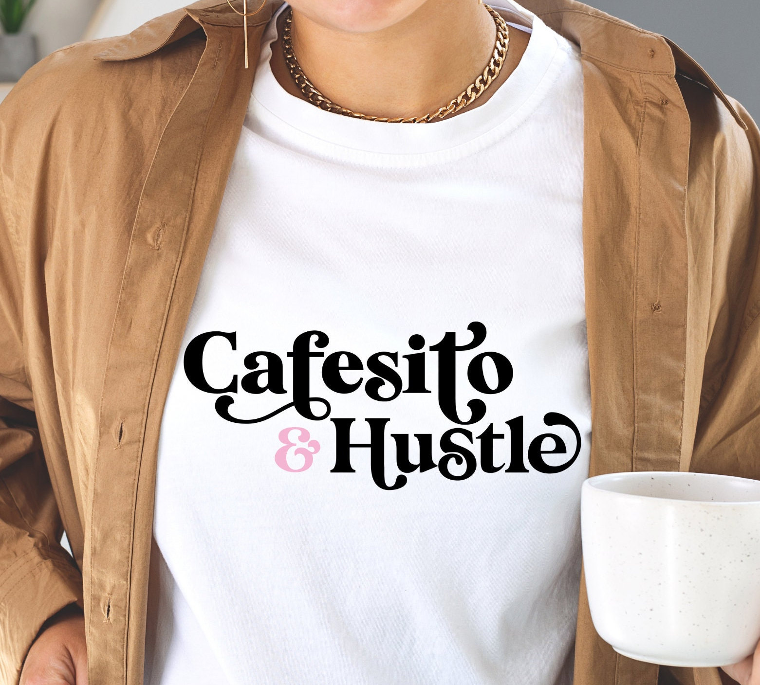 Cafecito Spanish Quotes Cafecito and Hustle Short Sleeve Shirt - Etsy