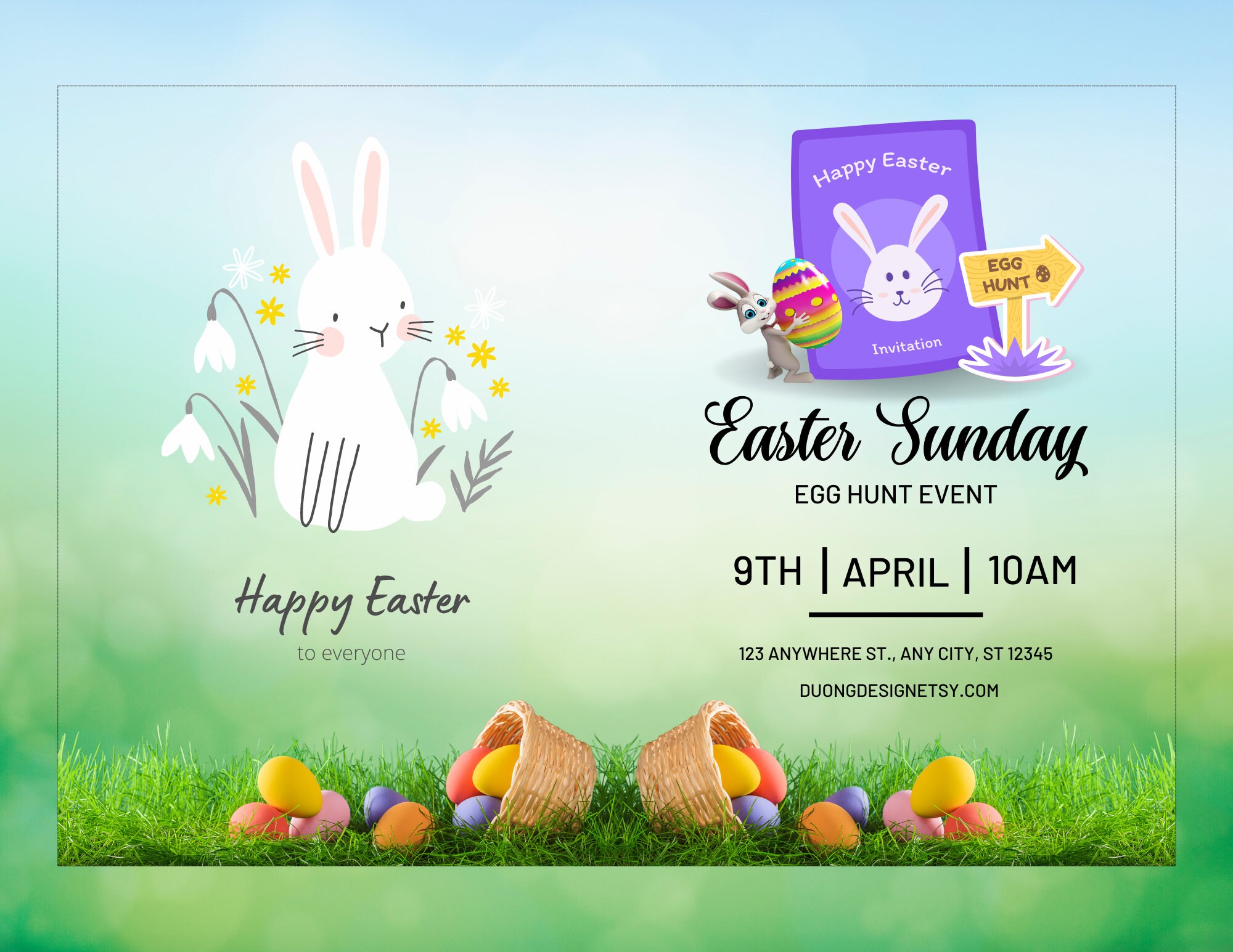 Easter Card, Printable Card, Birthday Card, Digital Card, Greeting Card ...