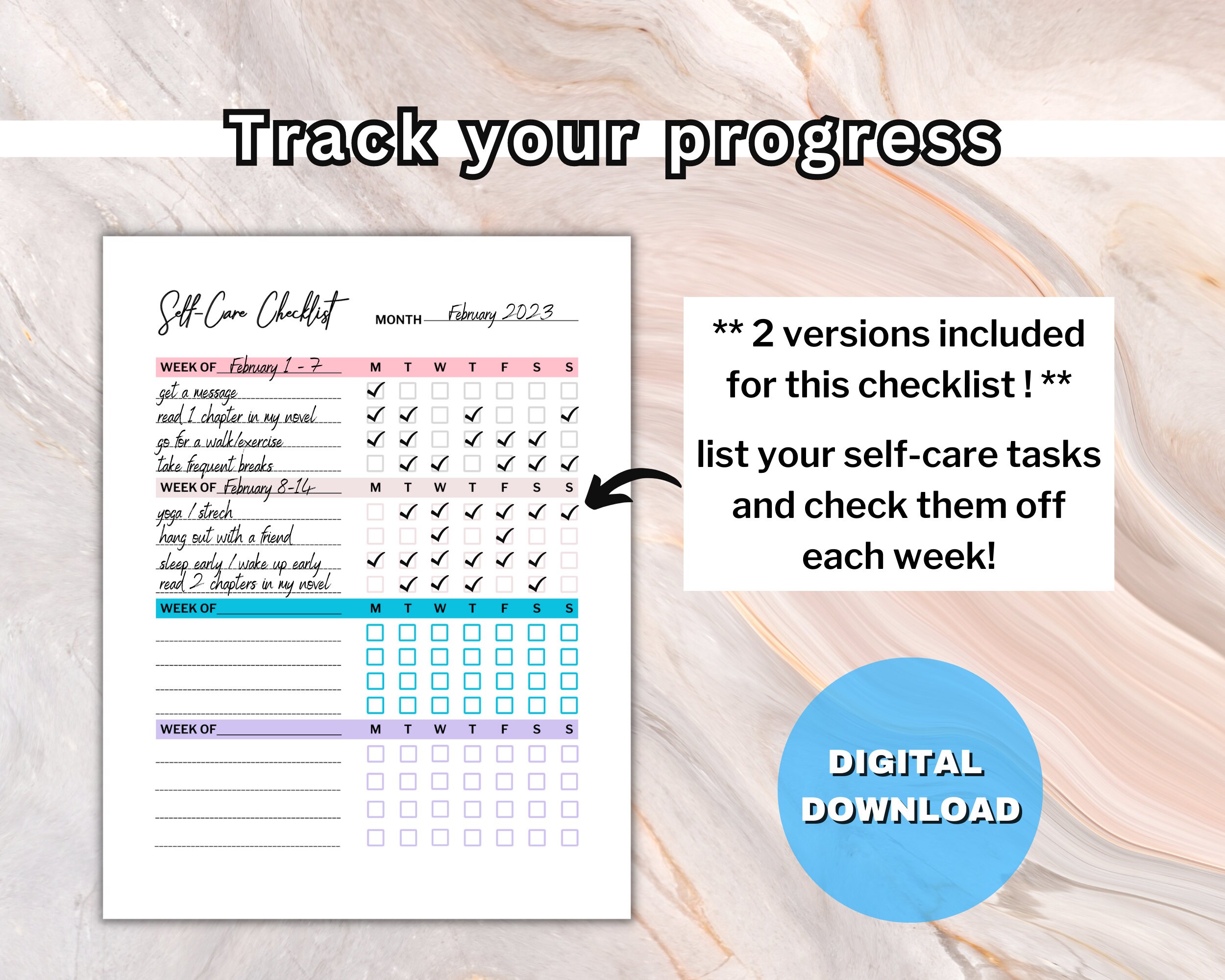 Self Care Checklist Mindfulness Mental Health Kit Daily Planner Self ...