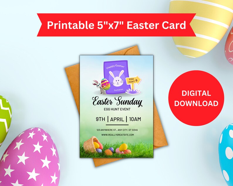 Easter Card, Printable Card, Birthday Card, Digital Card, Greeting Card ...