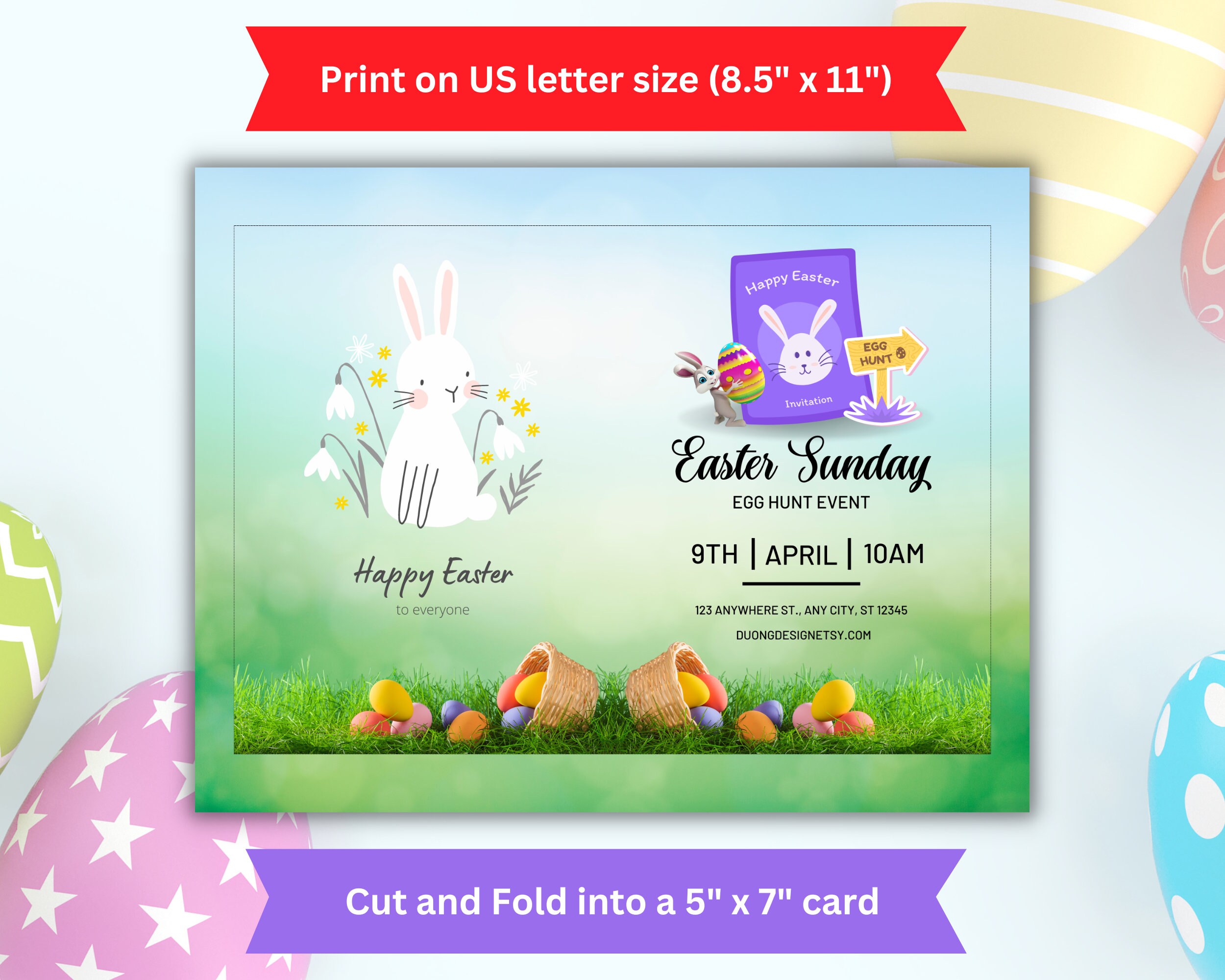 Easter Card, Printable Card, Birthday Card, Digital Card, Greeting Card ...