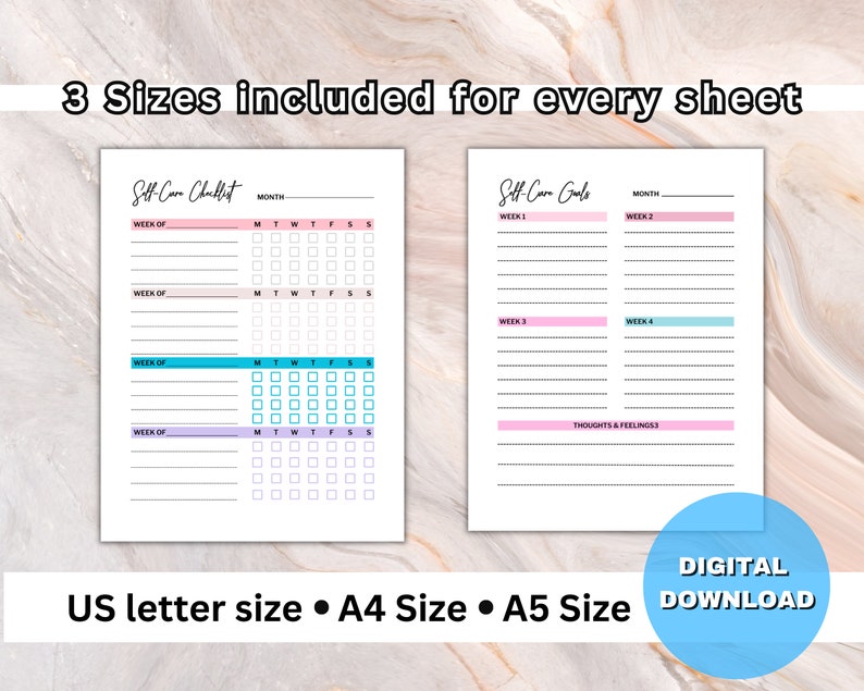 Self Care Checklist| Mindfulness Mental Health Kit| Daily Planner| Self ...