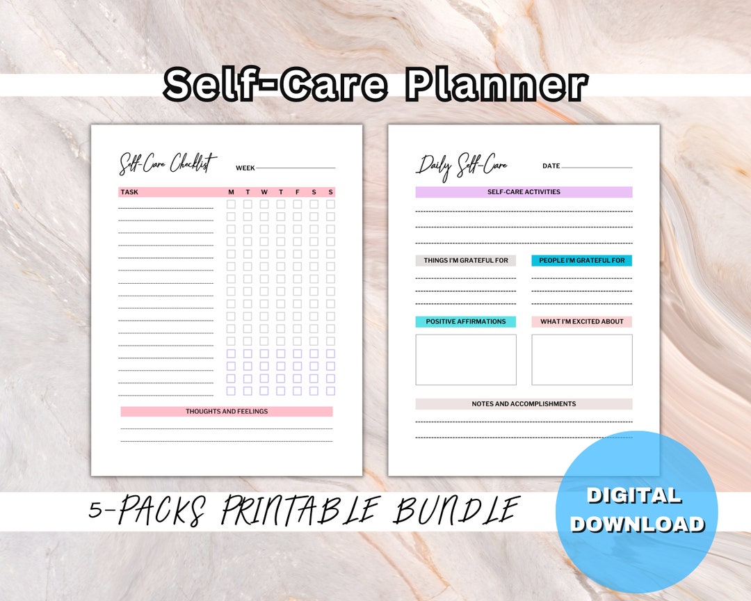 Self Care Checklist| Mindfulness Mental Health Kit| Daily Planner| Self ...