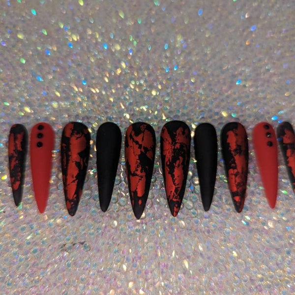 Black Stiletto Nails - Etsy