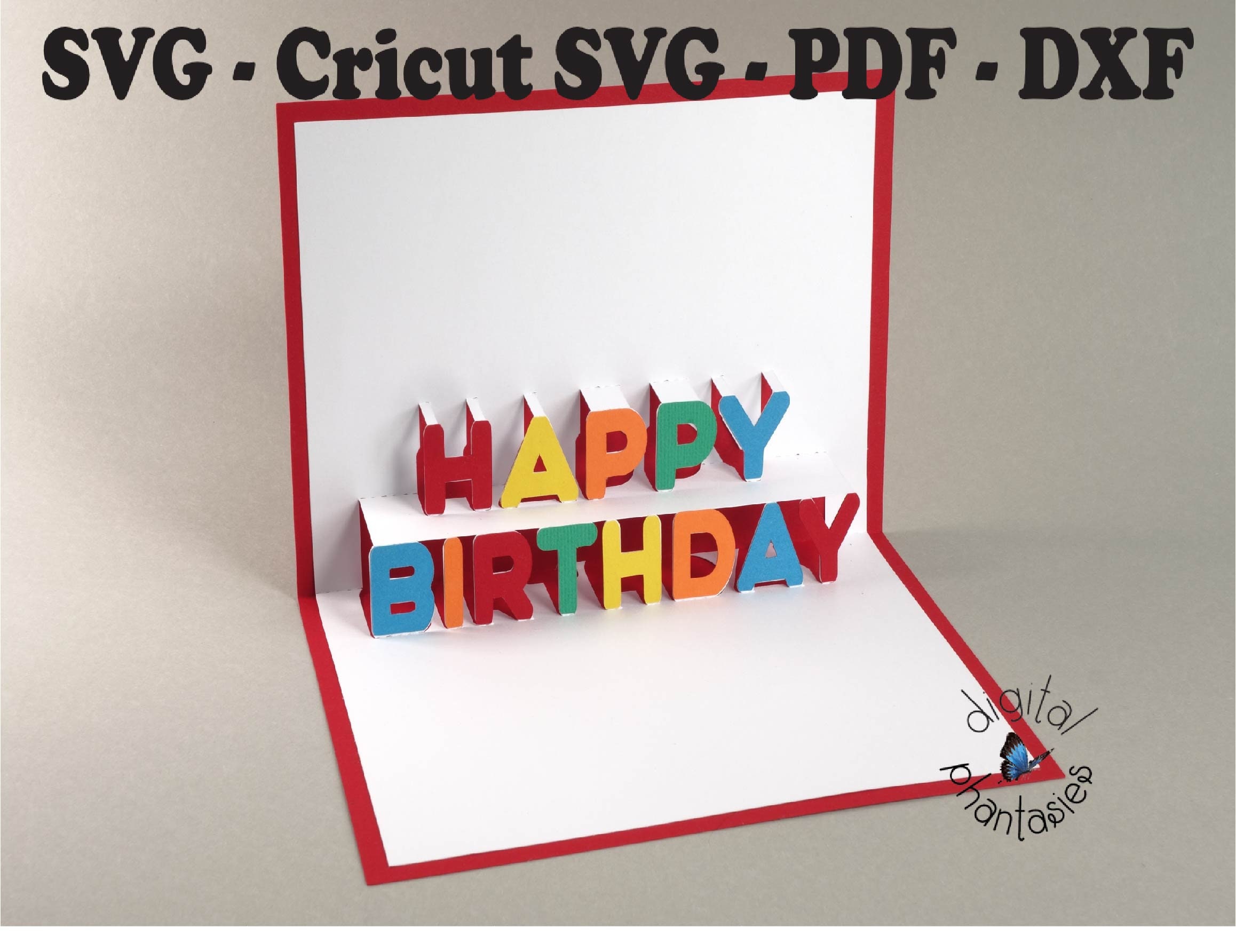 SVG Happy Birthday Pop up Card Instant Download File - Etsy