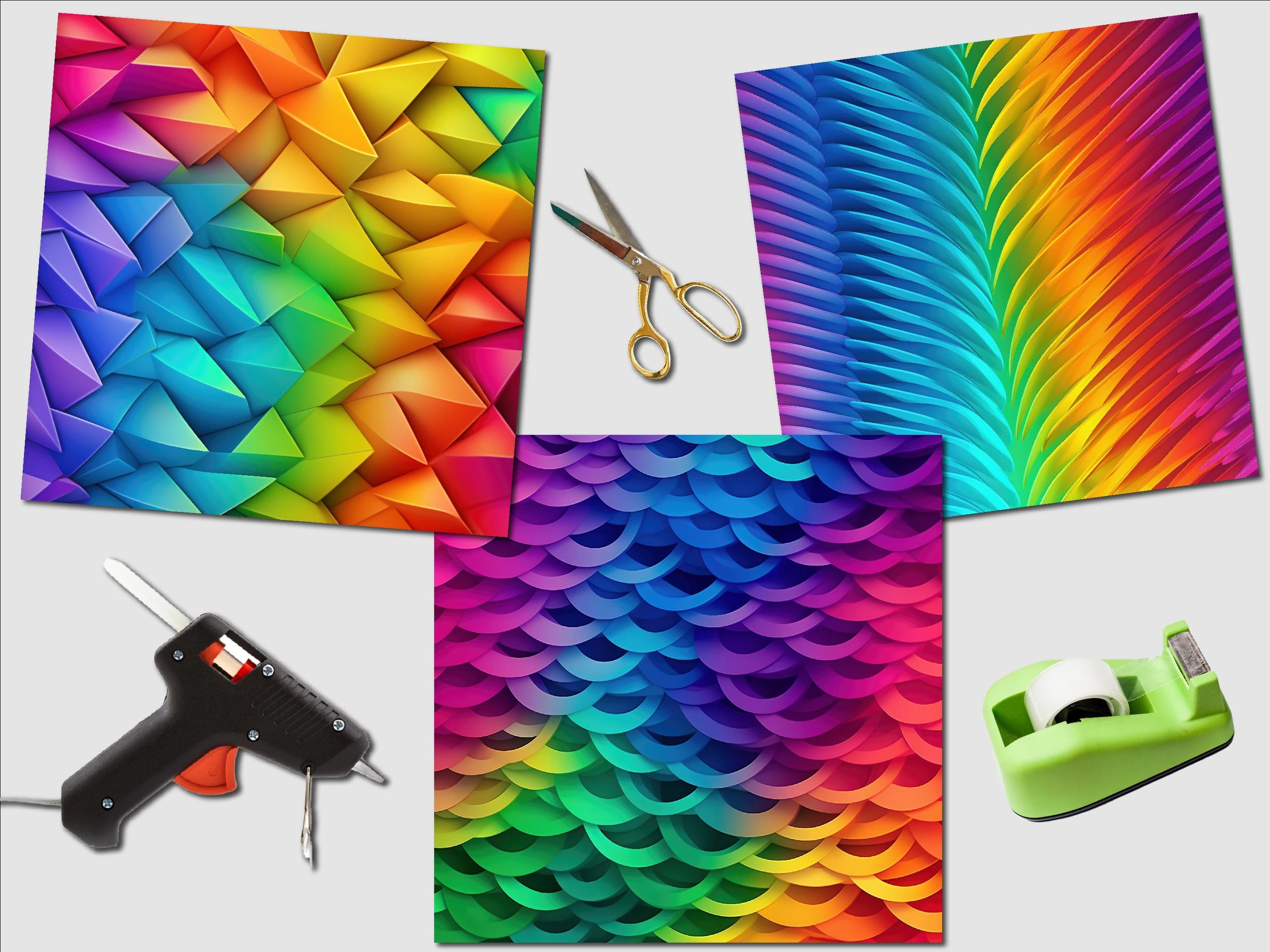 12 Rainbow Digital Papers Background for Scrapbooking, Cardmaking and ...