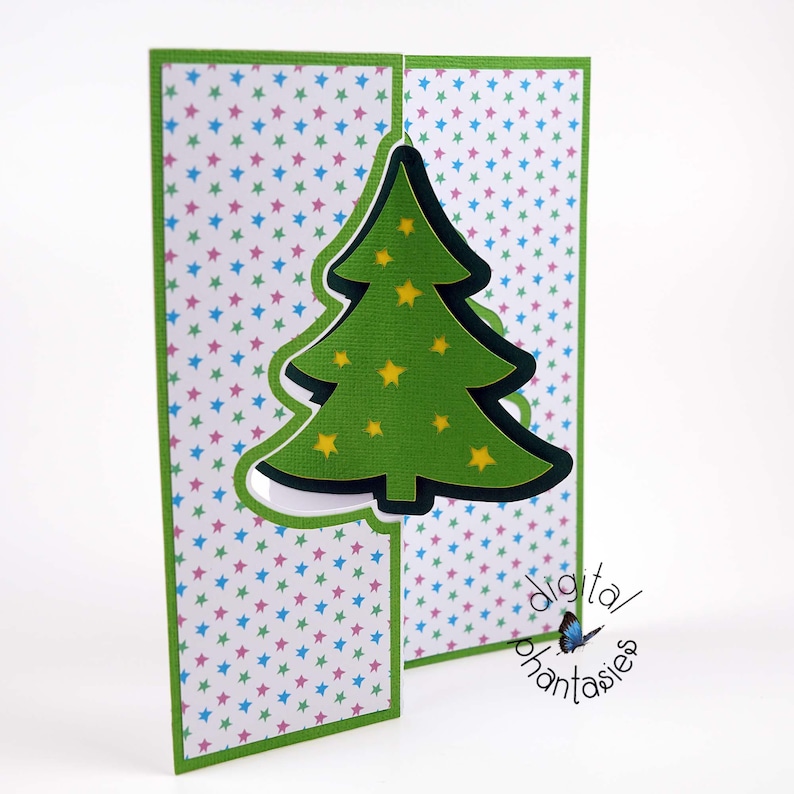 Z-fold Swing Christmas Tree 3D Card With Envelope SVG | Cricut and ...