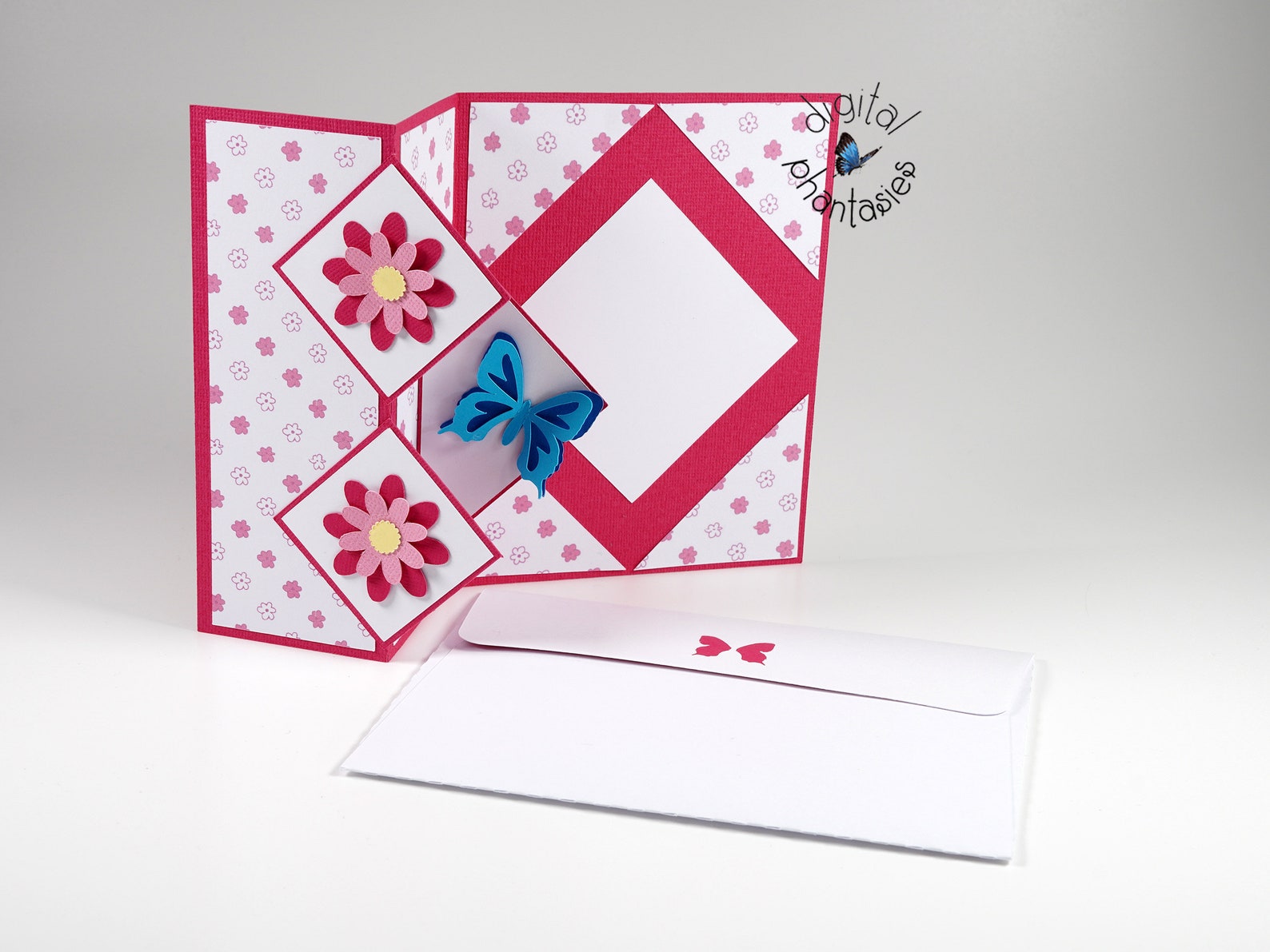 Fold Back Pop up Card With Envelope SVG File for Silhouette and Cricut ...