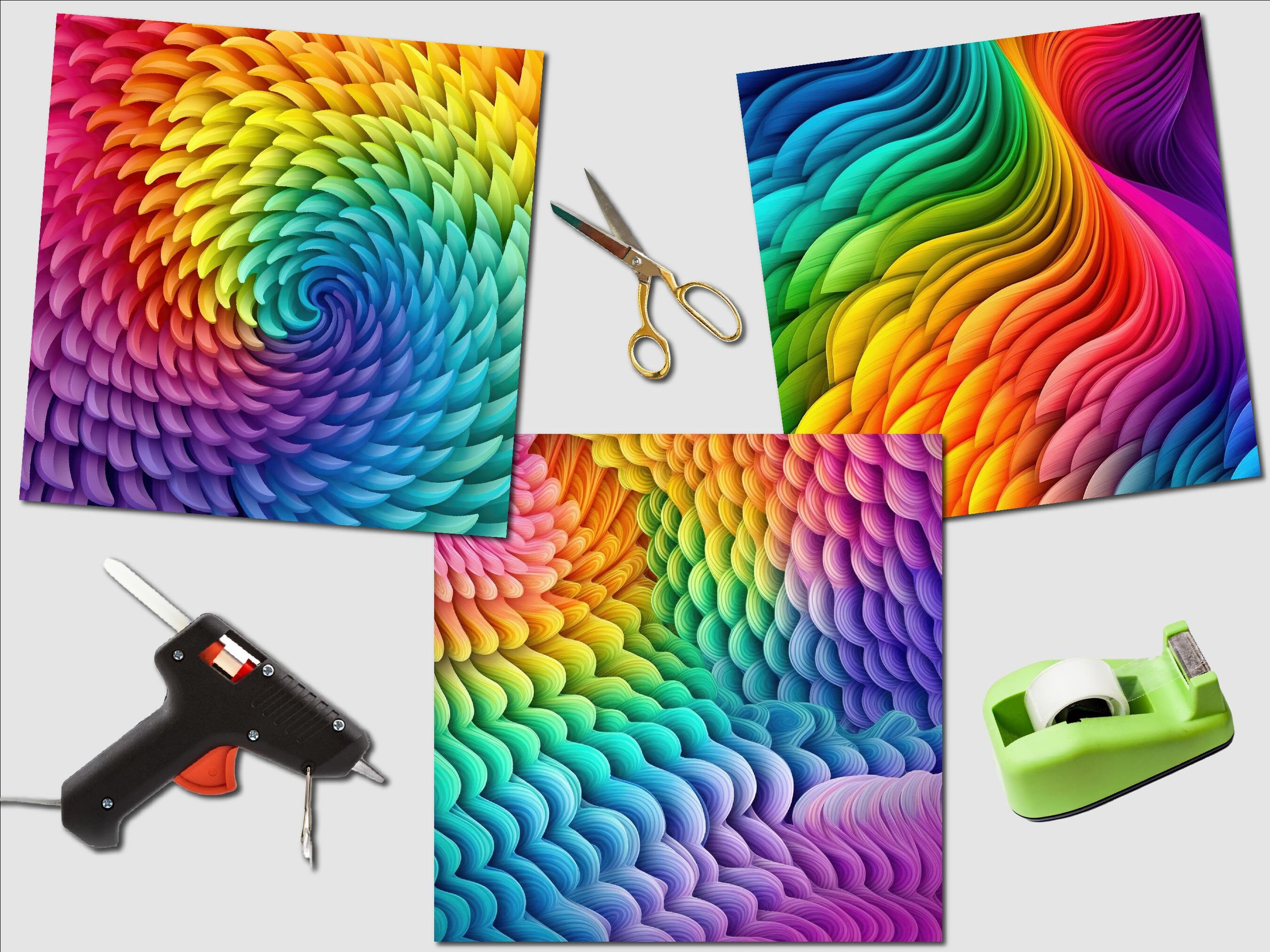 12 Rainbow Digital Papers Background for Scrapbooking, Cardmaking and ...