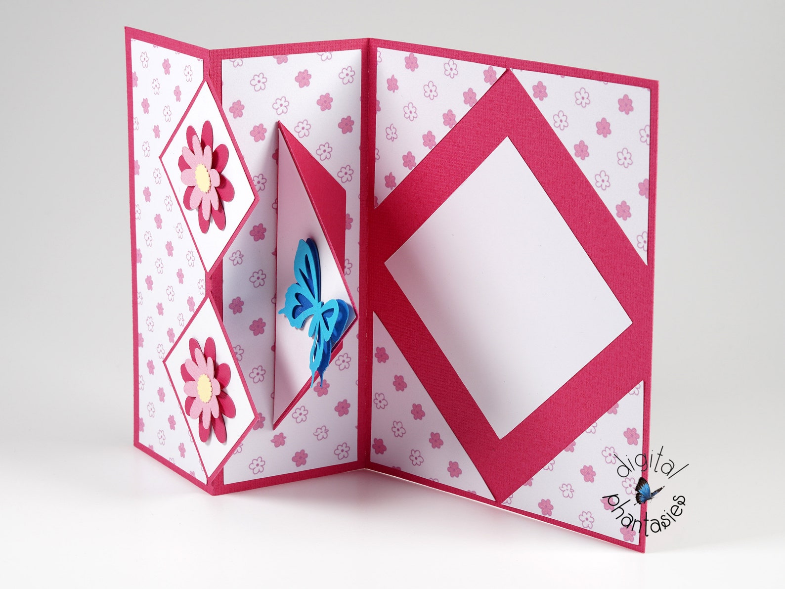 Fold Back Pop up Card With Envelope SVG File for Silhouette and Cricut Cutting Machines - 3D Fun ...