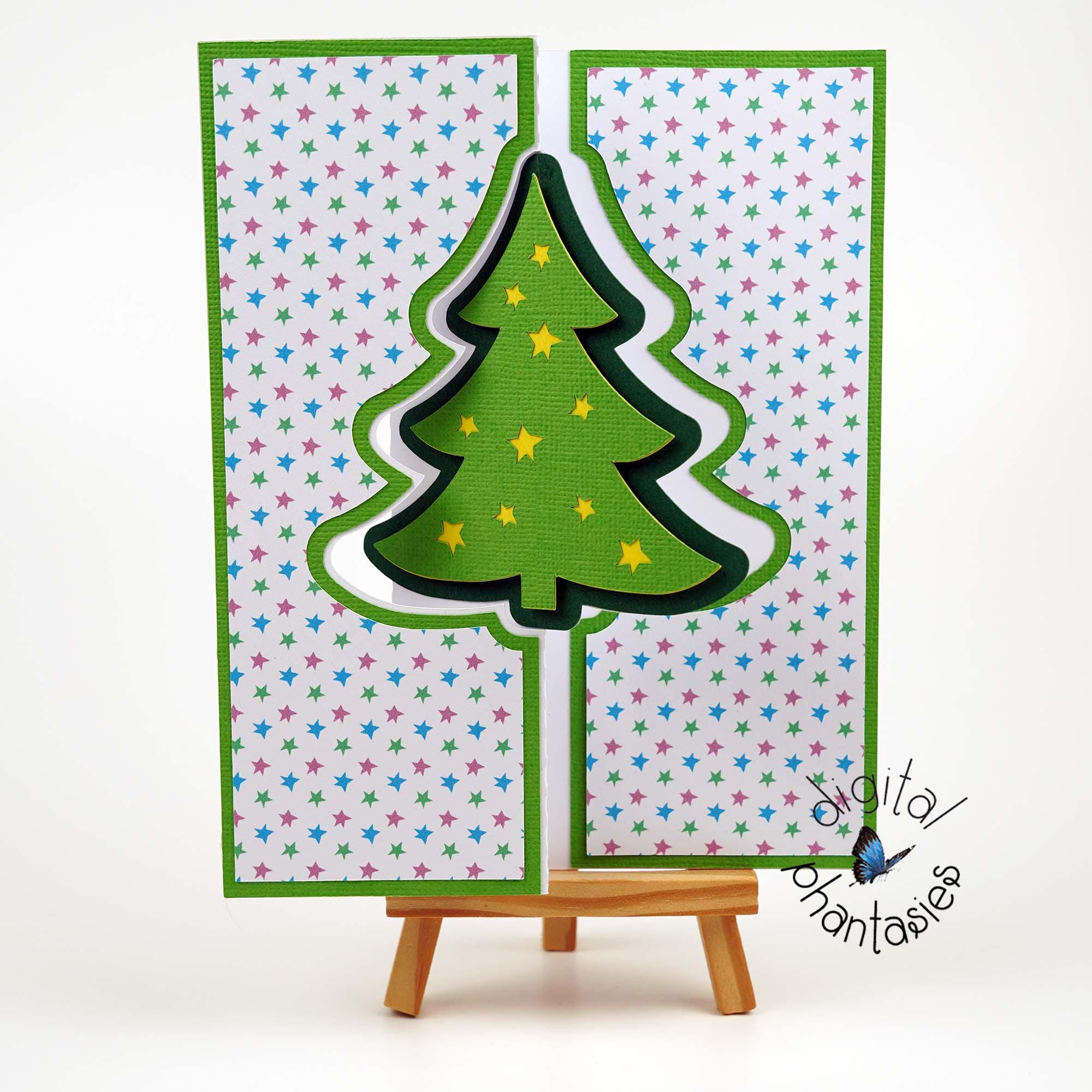 Z-fold Swing Christmas Tree 3D Card With Envelope SVG | Cricut and ...