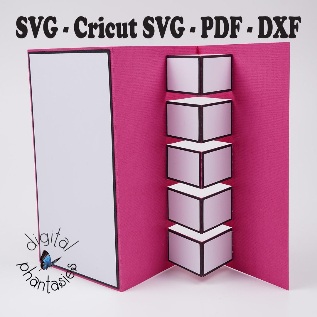 5 Step Building Block Pop up Card SVG, Fun Fold, 3D Fancy Card Template ...