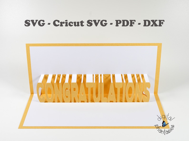 Congratulations Pop up Slimline SVG Card Cutting File for Cricut and ...