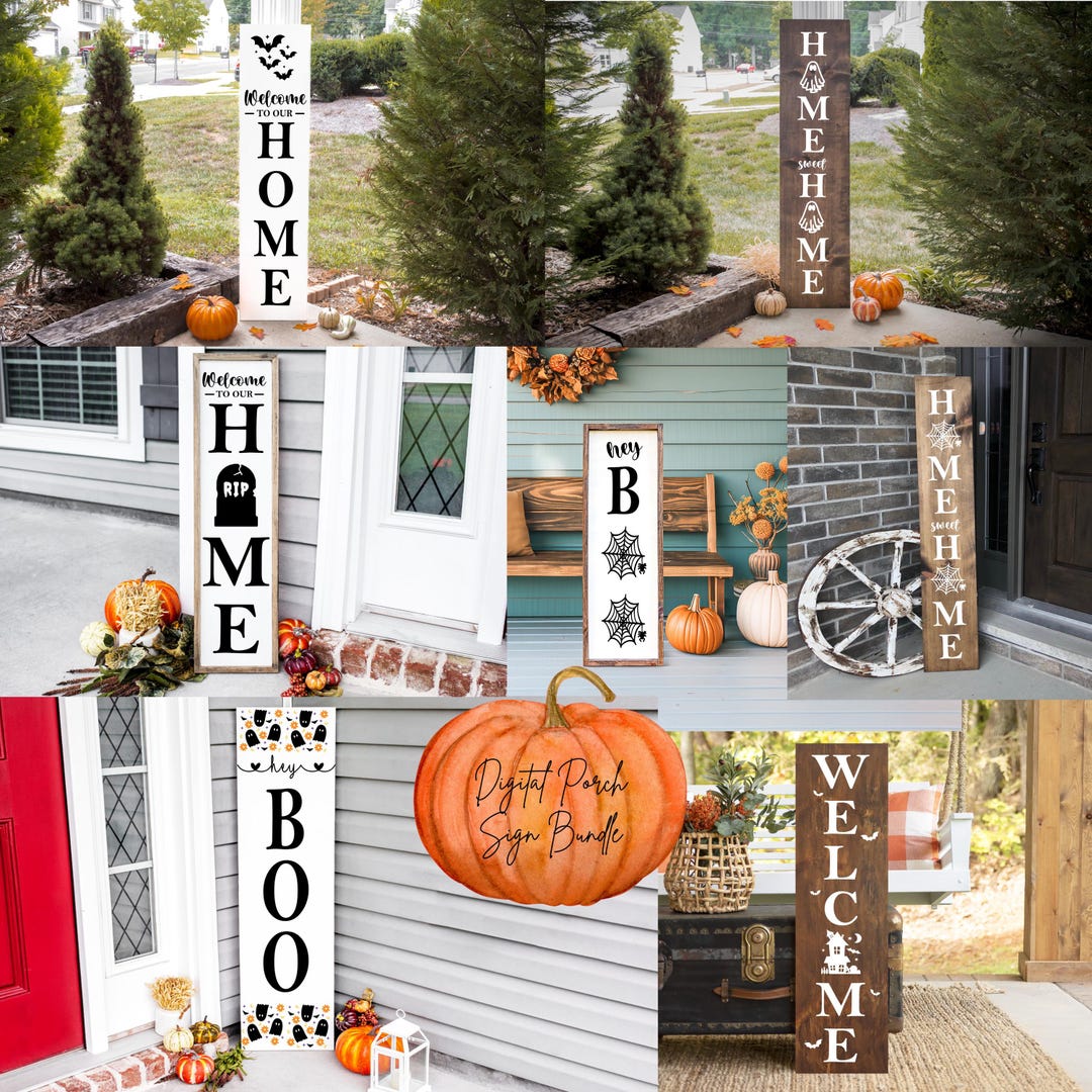 Halloween Welcome Sign Bundle, Autumn Sign, Halloween Season, Spooky ...