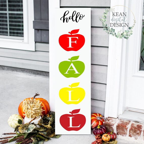Hello Fall Apples SVG Porch Leaner SVG Porch Sign File - Etsy