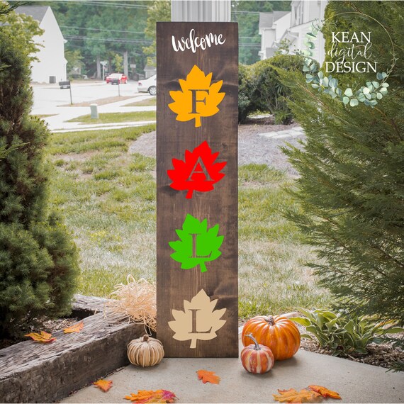 Welcome Fall Leaf SVG Porch Leaner SVG Porch Sign File | Etsy