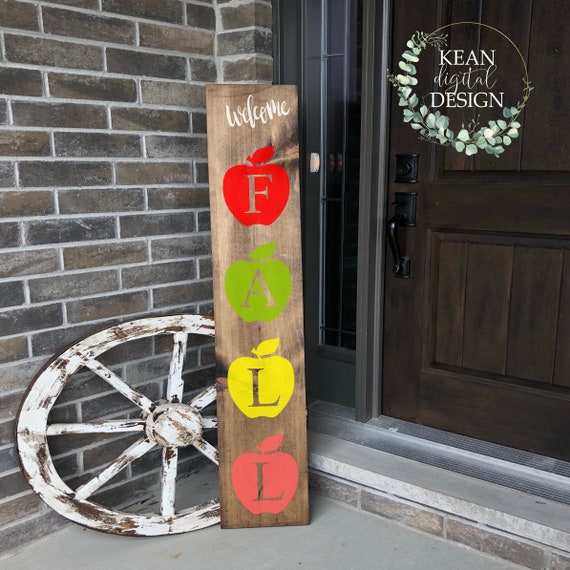 Welcome Fall Apples SVG Porch Leaner SVG Porch Sign File - Etsy
