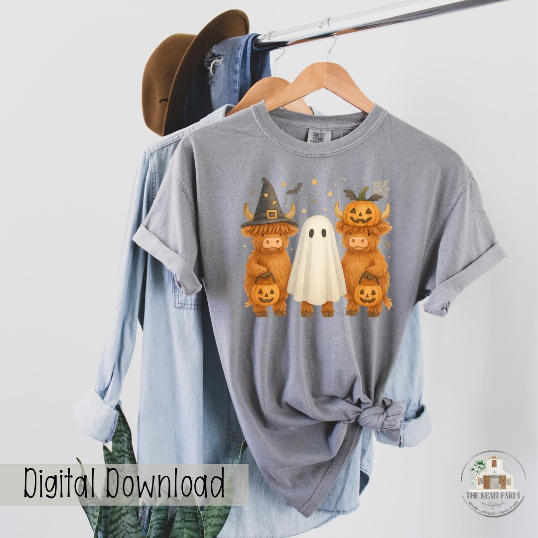 Boo Ghost Highland Cow PNG: Halloween Sublimation Design - Etsy