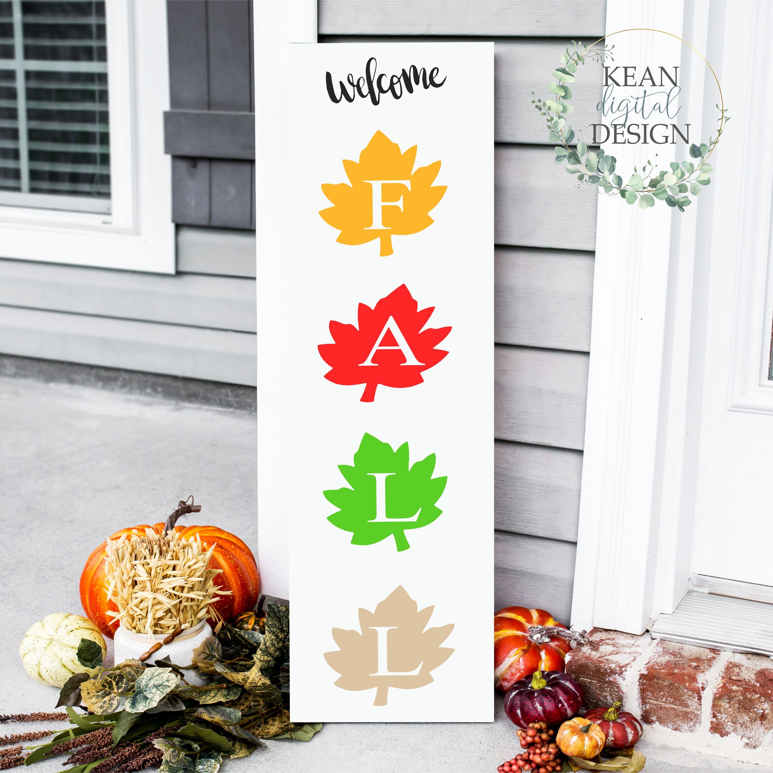 Welcome Fall Leaf SVG, Porch Leaner SVG, Porch Sign File, Cricuit ...