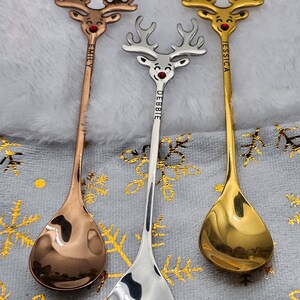 Personalised Reindeer Shaped Hot Chocolate Spoon - Etsy UK
