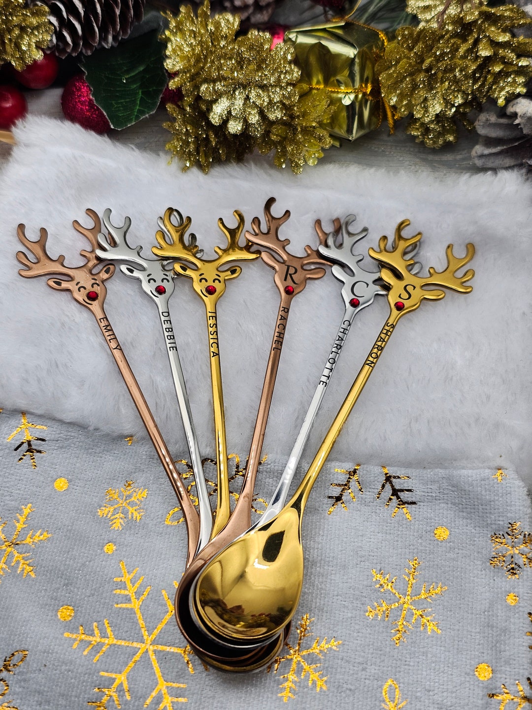 Personalised Reindeer Shaped Hot Chocolate Spoon - Etsy UK