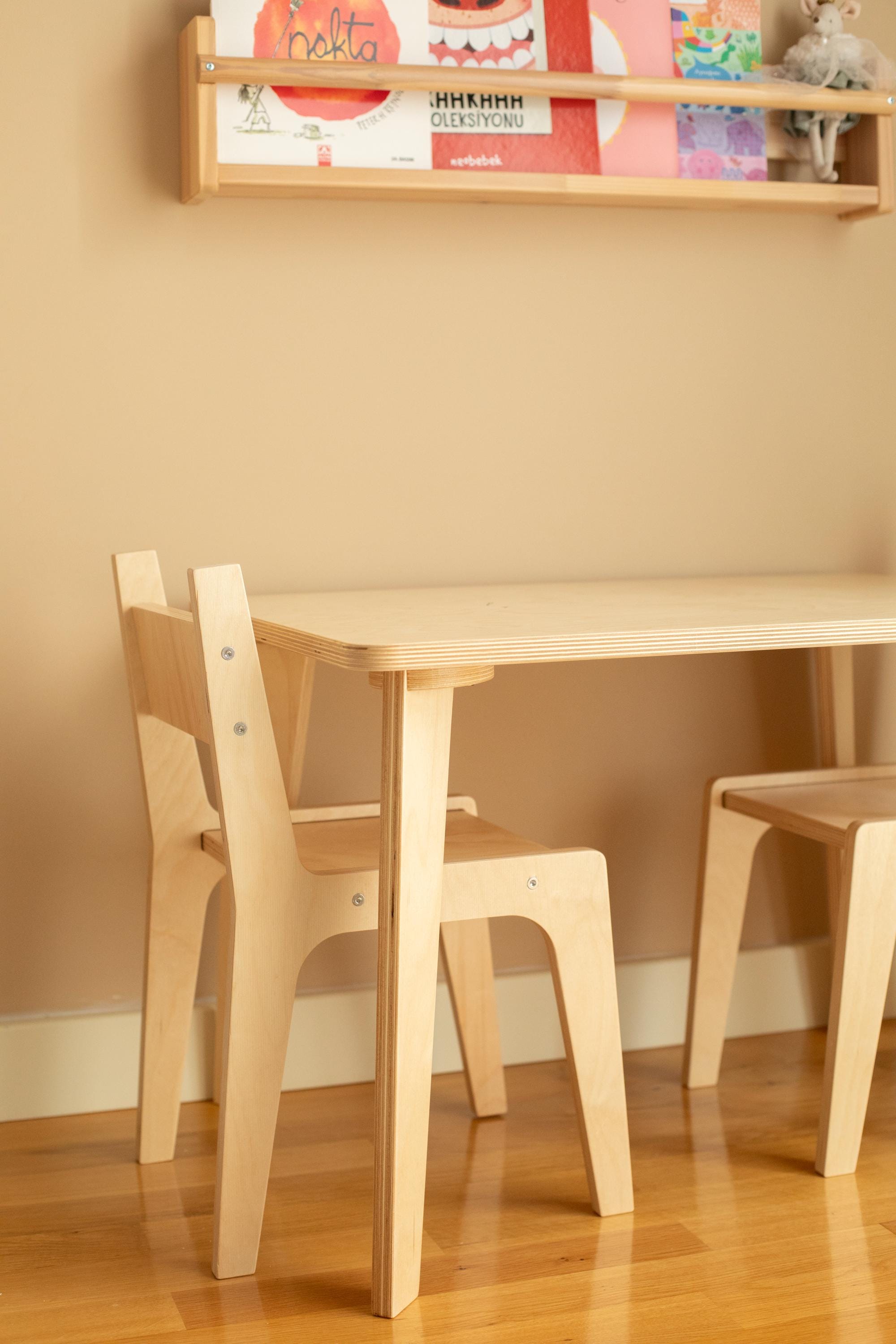Montessori Table and Chair Set: Birch Plywood Kids Activity Desk - Etsy