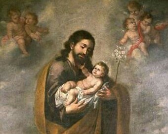 Saint Joseph With Baby Jesus V6 Poster Print Art Home Wall Decor ...