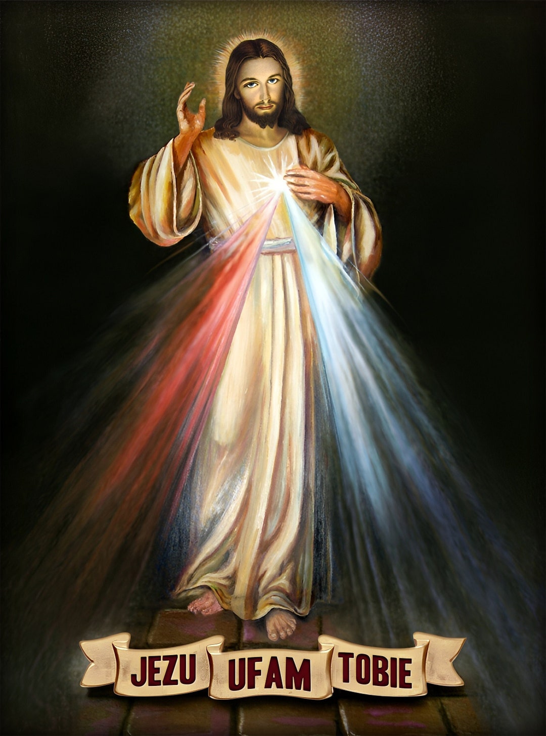 Jesus I Trust in You Poster Divine Mercy Polish Image Jesus I Trust in Thee Poster Print Art ...