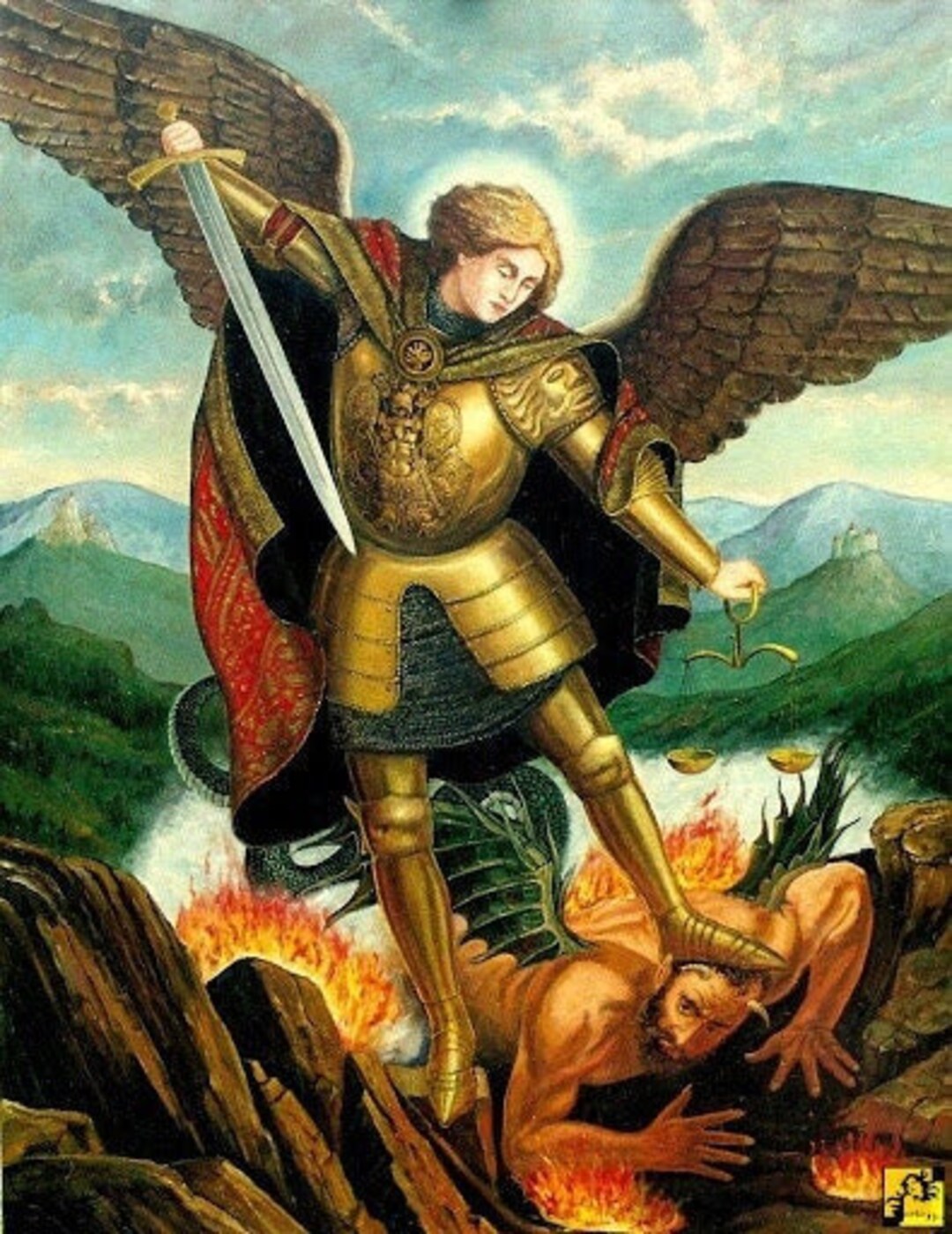 Saint Michael the Archangel Destroy Devil V21 Poster Print Art Home ...